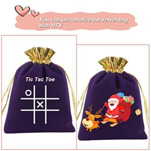 HRX Package 10pcs Velvet Bags with Drawstrings 5x7 inch, Purple Gold Cloth Jewelry Pouches Baggies Sacks for Small Gift Dice Party Favor