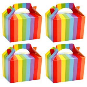 hiceeden 50 pack colorful treat boxes, rainbow paper gift boxes, gable goodies favor party boxes with portable handle for valentines, birthday, wedding, holidays, 5.7″x4.1″x3.7″