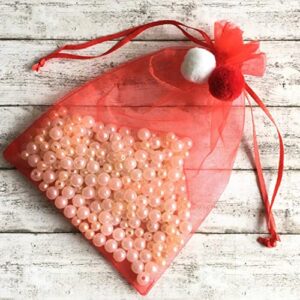 Jwenic 50 Pieces Gift Bags Organza 5x7 Red Inch Drawstring Sheer Fabric Goodie Sparkly Pouch for Jewelry Key Ring Candles Herbal Baby Shower Christmas Party Favor Wedding Mom Anniversary Housewarming