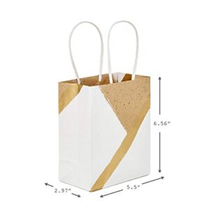 Hallmark 6" Small Paper Gift Bags (8 Bags: White, Gold and Kraft) for Christmas, Hanukkah, Birthdays, Weddings, Graduations, Baby /Bridal Showers