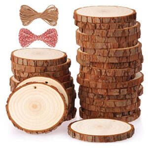 fuyit natural wood slices 30 pcs 2.4-2.8 inches craft wood kit unfinished predrilled with hole wooden circles tree slices for arts and crafts christmas ornaments diy crafts