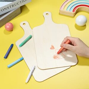 10 PCS Wood Craft Cutting Board Small Food Serving Board Unfinished Wooden Paddle DIY Cutouts with Handle for Painting Spring Summer DIY Crafts Kitchen Home Decor, 11.8 x 6.3 Inch