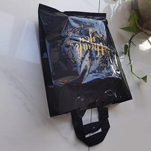 Plastic Thank You Merchandise Bags Gift Bags Reusable Thank You Shopping Bags with Loop Handles (9x12 Inch (Pack of 100), Black)