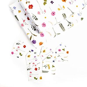 CENTRAL 23 - Floral Wrapping Paper - White Gift Wrap - For Women Girls - Pink Flowers - 6 GiftWrap Sheets For Her - For Wedding Birthday Easter Decorations - Recyclable - Made in the UK