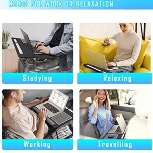 Lap Laptop Desk-Fits Up 17In Foldable Laptop Bed Tray Table with Adjustable Dual Cushion,Wrist Rest & Mouse Pad,Portable Wood Laptop Stand for Sofa Bed,Multifunctional Slot for Tablet & Phone (Black)