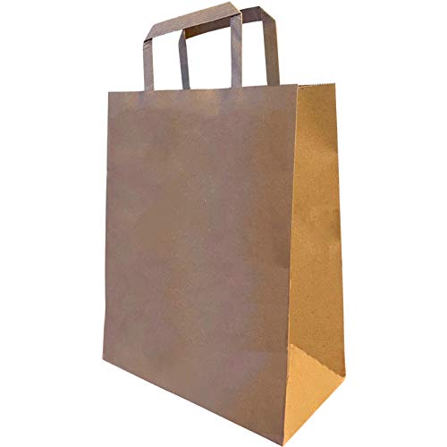 TEUTOM Gift Bags - Brown Paper Bags with Handles - Ultra Resistant Kraft 50 Pack - (120 gr/m2) Goody Bags for Any Use - Small Medium Large