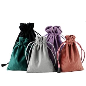 dinyao gift fabric package drawstring bags jewelry velvet pouches 6.2×7.8 inches(5 colors)