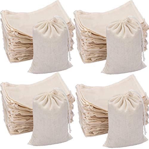 Tatuo 400 Pieces Muslin Bags Drawstring Pouch Gift Bags with Drawstring for Party Supplies Daily Use (6 by 4 Inch)