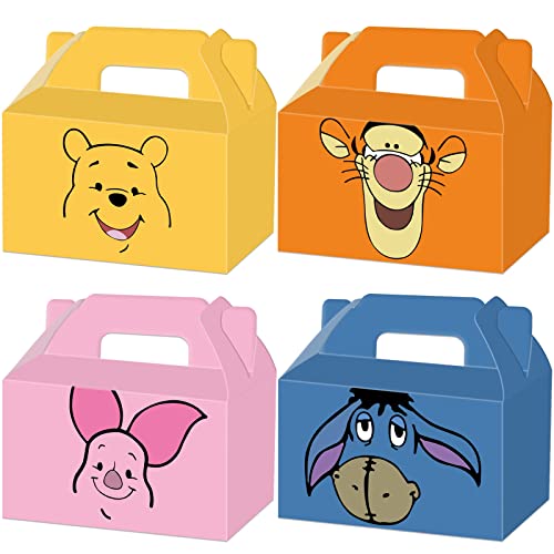 QWAERPLPN 16Pcs Cute Bear Party Gift Boxes,Cute Bear Birthday Party Favors,Goodies Boxes,Candy Gift Bag for Anime Themed Party