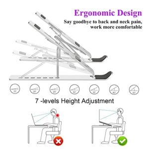 ZSIMC Laptop Stand, Laptop Riser Computer Stand for Desk, Adjustable Aluminum Foldable Portable Desktop Holder, Compatible with MacBook Air pro, iPad, Lenovo, 10-15.6” Laptop and Tablets (Silver)