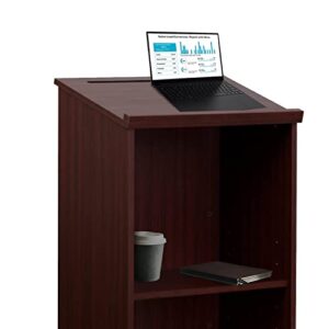 Adir Podium Wood Stand- Standing Desk for Speakers with Storage Shelf Used as Wooden Standing Shelf for Church, Classroom, Office, Restaurants (46.25 Inches, Mahogany)