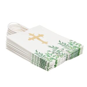 Religious Party Favor Gift Bags for Christening Gifts for Girls and Boys Baptism, First Communion (10 x 8 x 4 In, 15 Pack)