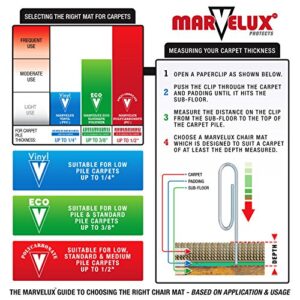 Marvelux 36" x 48" Heavy Duty Polycarbonate Office Chair Mat for Low, Standard and Medium Pile Carpeted Floors | Rectangular Transparent Carpet Protector | Shipped Flat | Multiple Sizes