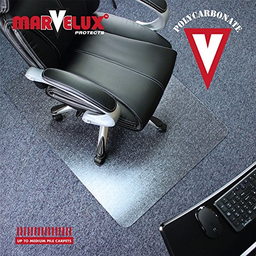 Marvelux 36" x 48" Heavy Duty Polycarbonate Office Chair Mat for Low, Standard and Medium Pile Carpeted Floors | Rectangular Transparent Carpet Protector | Shipped Flat | Multiple Sizes