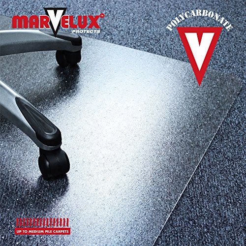 Marvelux 36" x 48" Heavy Duty Polycarbonate Office Chair Mat for Low, Standard and Medium Pile Carpeted Floors | Rectangular Transparent Carpet Protector | Shipped Flat | Multiple Sizes