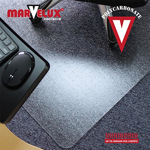 Marvelux 36" x 48" Heavy Duty Polycarbonate Office Chair Mat for Low, Standard and Medium Pile Carpeted Floors | Rectangular Transparent Carpet Protector | Shipped Flat | Multiple Sizes