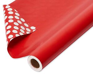 american greetings reversible wrapping paper jumbo roll for birthdays, mother’s day, father’s day, graduation and all occasions, red and white polka dots (1 roll, 175 sq. ft.)