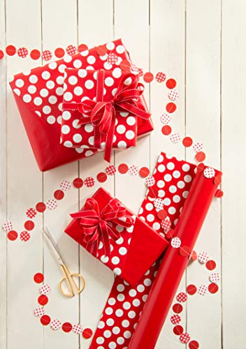 American Greetings Reversible Wrapping Paper Jumbo Roll for Birthdays, Mother's Day, Father's Day, Graduation and All Occasions, Red and White Polka Dots (1 Roll, 175 sq. ft.)