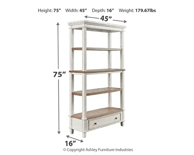 Signature Design by Ashley Carynhurst Rustic Farmhouse Printer Stand with Casters, Whitewash