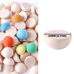 200pcs Half Wooden Beads, Unfinished Split Natural Round Wood Balls Loose Beads for DIY Craft Christmas Home Party Decorative Supplies (0.79Inch/20MM) ZX18200