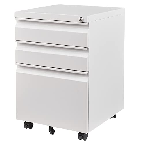 SISESOL 3 Drawer Mobile File Cabinet Under Desk Storage Drawers File Cabinets for Home Office, Office Organization File Cabinet with Lock Metal Filing Cabinet for Legal/Letter/a4 File with Slim Width