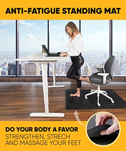 Standing Desk Mat Anti Fatigue Office Chair Mat - Sit Stand Comfort Mat with Foot Massager - Office Mat with Foot Rest Under Desk for Hardwood Floor