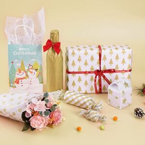 Blisstime 106 Sheets Gold Tissue Paper Gift Wrap Bulk, 19.5" x 13.6" Christmas Tissue Paper for Wrapping, 6 Assorted Designs Golden Stars Snow Dots for Christmas Gift Bags, DIY and Craft