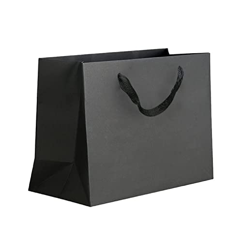 MFDSJ 20 Pcs Black Paper Gift Bags, 12.6"x4.5" x11" Black Handle Bags for Present, Shopping and Party