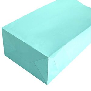 Party Favor Bag - 50 Pack Light Teal Tiffany Blue Food Grade Paper Lunch Gift Bags for 1st Birthday, Easter or Baby Shower - 5"x3"x9"