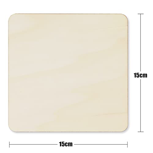 TKOnline 25Pcs 6 x 6 Inches Unfinished Basswood Sheets for Crafts, Wood Squares for DIY Craft Projects, Square Plywood Sheets for Wood Burning, Laser Cutting, Painting,School Projects, Decoration