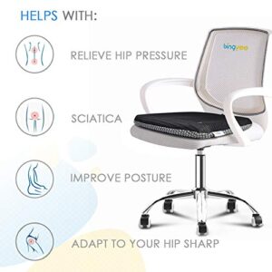 Bingyee Gel Seat Cushion 1.8 Inch Cooling Gel Double Seat Cushion for Pressure Relief Orthopedic Chair Pads for Home Chair Office Chair Car Seat Cushion Sweatless Bottom for Long Sitting