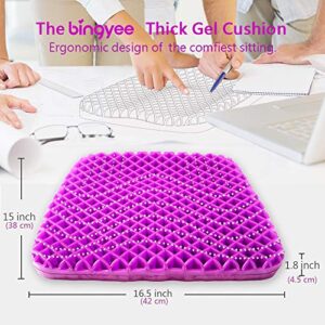 Bingyee Gel Seat Cushion 1.8 Inch Cooling Gel Double Seat Cushion for Pressure Relief Orthopedic Chair Pads for Home Chair Office Chair Car Seat Cushion Sweatless Bottom for Long Sitting