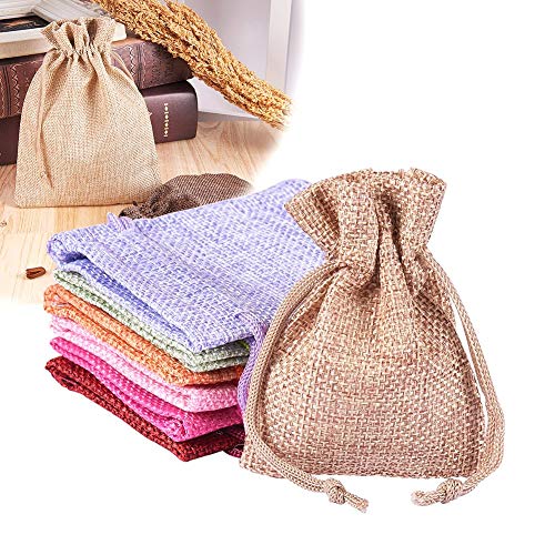 PH PandaHall 15 Color Burlap Packing Pouches Drawstring Bags 2.7x3.5'' Advent Calendar Bags Xmas Gift Bag Packing Storage Linen Jewelry Pouches for Wedding Party Shower Birthday Christmas Jewelry