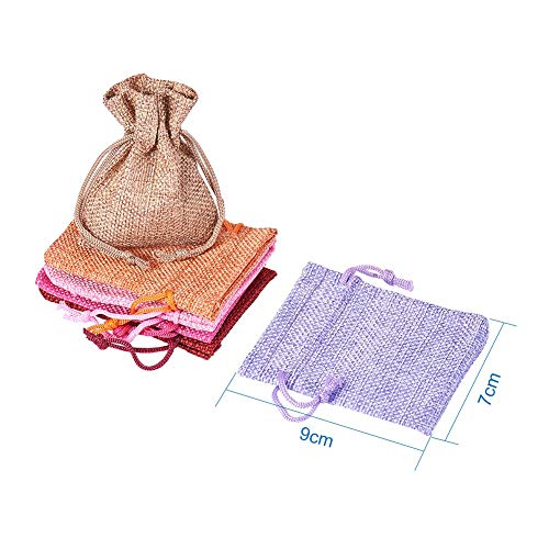 PH PandaHall 15 Color Burlap Packing Pouches Drawstring Bags 2.7x3.5'' Advent Calendar Bags Xmas Gift Bag Packing Storage Linen Jewelry Pouches for Wedding Party Shower Birthday Christmas Jewelry