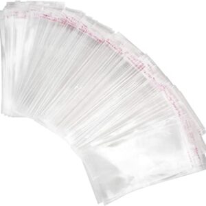 400Pcs Cellophane Bags Clear Plastic Self Adhesive Bags 3.5 x 5.5 inch, OPP Bag Small Clear Resealable Cello Bags for Cookies, Cellophane Bags Small for Bakery Candle Soap Prints Card (9 * 17CM)