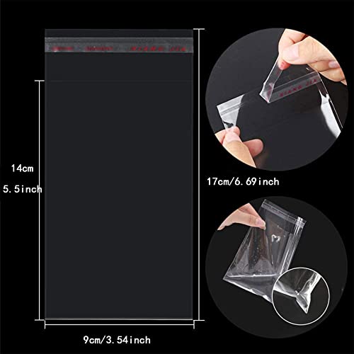 400Pcs Cellophane Bags Clear Plastic Self Adhesive Bags 3.5 x 5.5 inch, OPP Bag Small Clear Resealable Cello Bags for Cookies, Cellophane Bags Small for Bakery Candle Soap Prints Card (9 * 17CM)