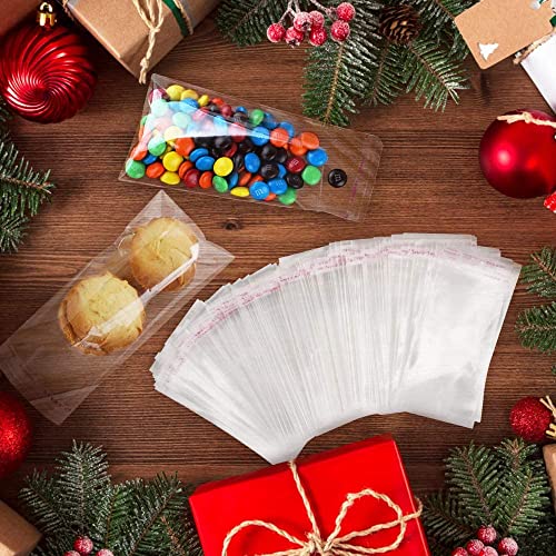 400Pcs Cellophane Bags Clear Plastic Self Adhesive Bags 3.5 x 5.5 inch, OPP Bag Small Clear Resealable Cello Bags for Cookies, Cellophane Bags Small for Bakery Candle Soap Prints Card (9 * 17CM)