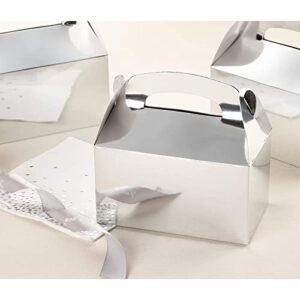 Juvale Party Treat Boxes - 24-Pack Silver Metallic Foil Gable Gift Boxes for Party Favors, Small Goodie Candy Boxes for Wedding, Birthday, Silver, 6.2 x 3.6 x 3.4 Inches