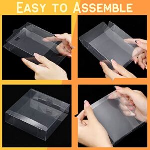 50 Pcs Clear Favor Boxes Gift Boxes Transparent Plastic Individual Macaron Boxes 4 x 4 x 1.2 Inch Clear Treats Candy Boxes for Packaging Dessert Containers Wedding Party Supplies