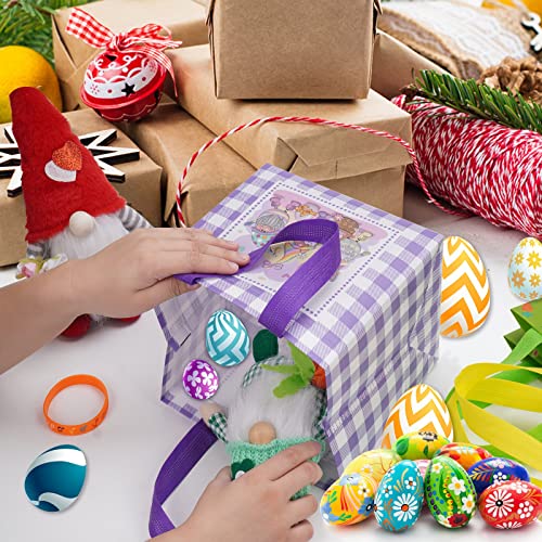 Fayayuan 12PCS Easter Gift Bags Large Reusable Bunny Egg Easter Basket Tote Bags,Non-Woven Easter Treat Bags for Gifts Wrapping, Egg Hunt Game, Easter Party Supplies, 8.3×7.9×5.9inch