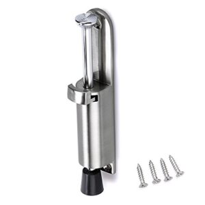 sumnacon kickdown door stop – stainless steel easy step door stopper, spring loaded telescopic step on/off door stopper rubber, adjustable heavy duty door locks holder stop/release by foot, silver