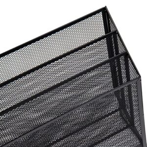 Mind Reader 3 Tier Organizer, Jumbo Magazine File, Mesh File Holder,Office Desk Accessories File Box, Sturdy Magazine Organizer, Black