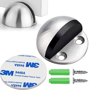 6 Pack Floor Door Stopper Brushed Stainless Steel Door Stops with Rubber Bumper Contemporary Safety Floor Mounted Doorstop with Hardware Screws for Wall Door Protection