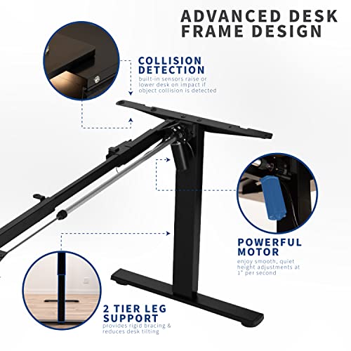 VIVO Electric Stand Up Desk Frame Workstation, Single Motor Ergonomic Standing Height Adjustable Base with Simple Controller, Black, DESK-V100EB