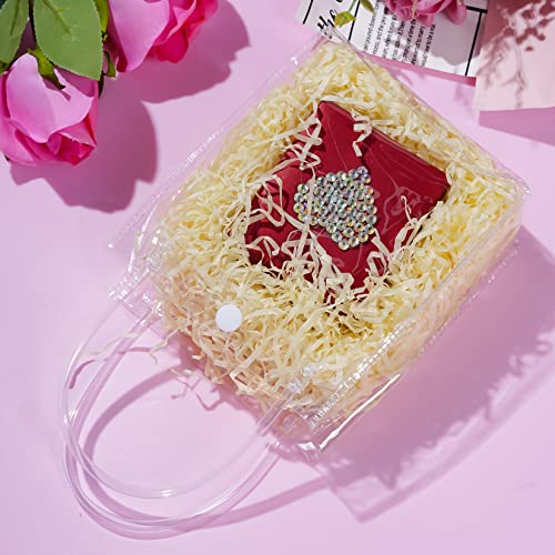 25Pcs Clear PVC Gift Bags with Handles, Small Plastic Tote Bags Transparent Gift Wrap Bags Reusable Shopping Bags for Wedding Candy Bags,Dessert,Merchandise, Retail, Small Business (Clear 5.9 * 5.1)