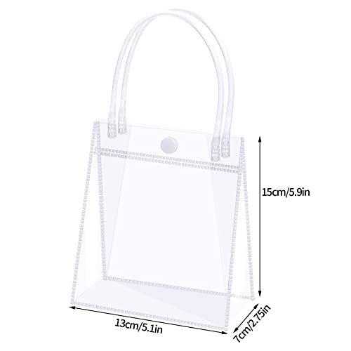 25Pcs Clear PVC Gift Bags with Handles, Small Plastic Tote Bags Transparent Gift Wrap Bags Reusable Shopping Bags for Wedding Candy Bags,Dessert,Merchandise, Retail, Small Business (Clear 5.9 * 5.1)