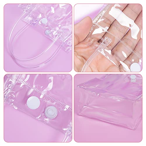 25Pcs Clear PVC Gift Bags with Handles, Small Plastic Tote Bags Transparent Gift Wrap Bags Reusable Shopping Bags for Wedding Candy Bags,Dessert,Merchandise, Retail, Small Business (Clear 5.9 * 5.1)