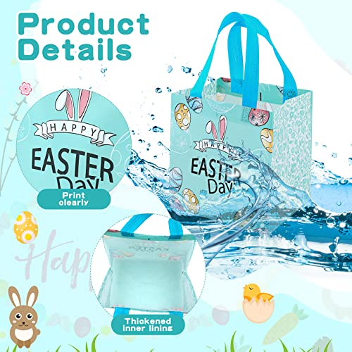 Mixweer 36 Pcs Easter Gift Bags with Handles 7.9 x 7.9 x 5.9 Inches Easter Egg Hunt Candy Bags Reusable Easter Party Treat Goodie Bags for Easter Party Favors, Easter Egg Hunt