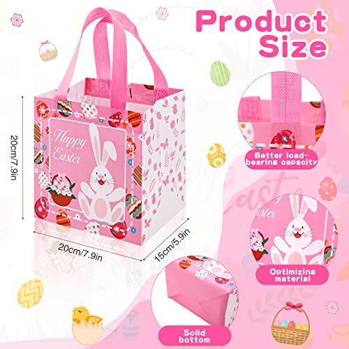 Mixweer 36 Pcs Easter Gift Bags with Handles 7.9 x 7.9 x 5.9 Inches Easter Egg Hunt Candy Bags Reusable Easter Party Treat Goodie Bags for Easter Party Favors, Easter Egg Hunt