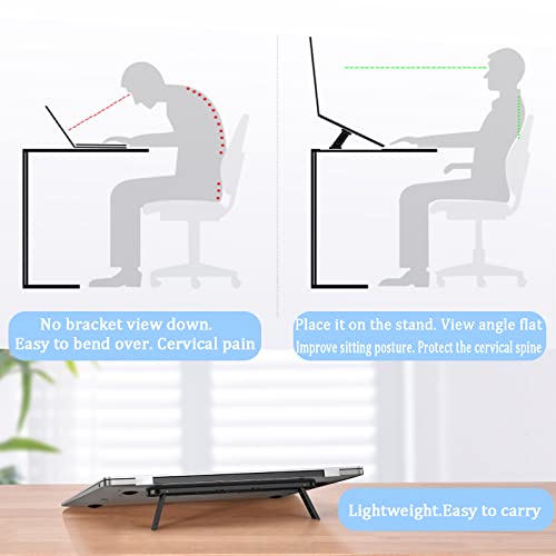 KVIFIVK Portable Laptop Stand Foldable Adjustable Height Ergonomic Design Lightweight Laptop  Suitable for Home. Office etc. Self-Adhesive (Black) 